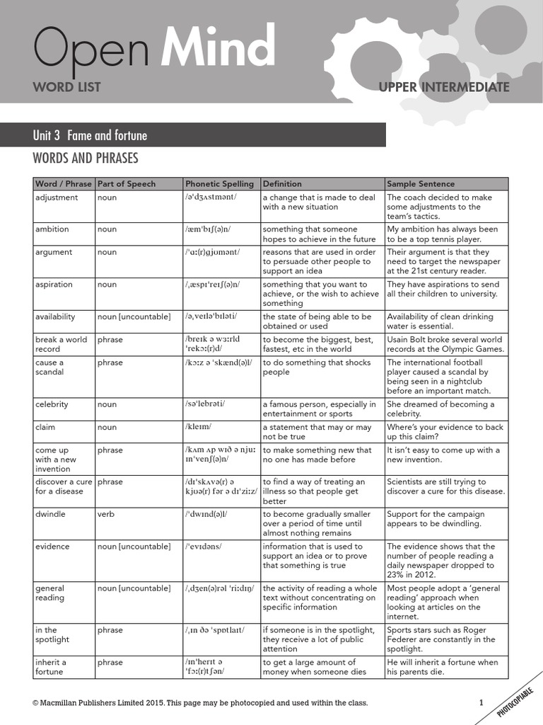 Words and Phrases: Unit 3 Fame and Fortune | PDF | Noun | Verb