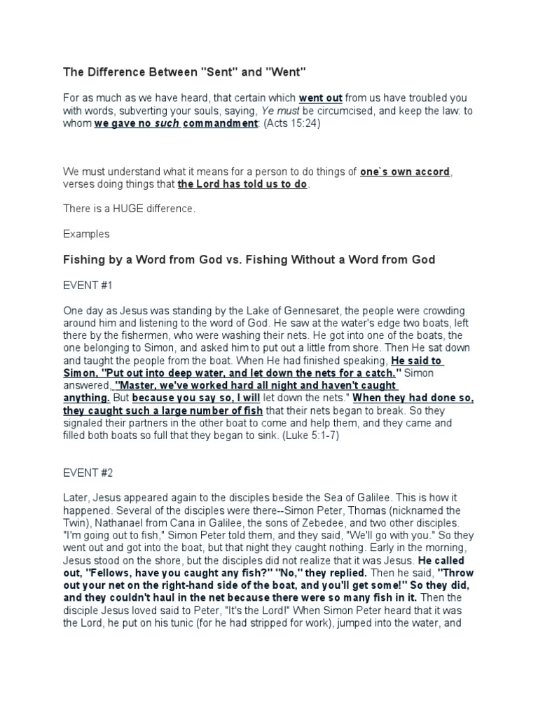 The Difference Between Sent and Went | PDF | Saint Peter | Jesus The Difference Between Sent and Went | PDF | Saint Peter | Jesus