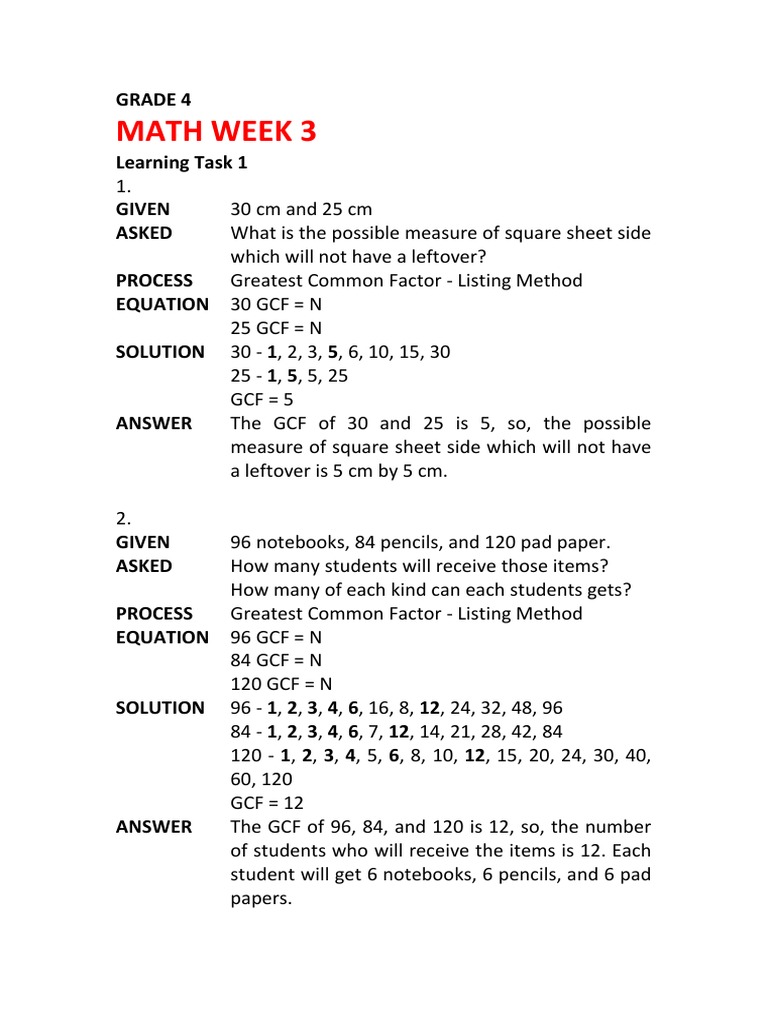 GRADE 4 - Math | PDF | Mathematics