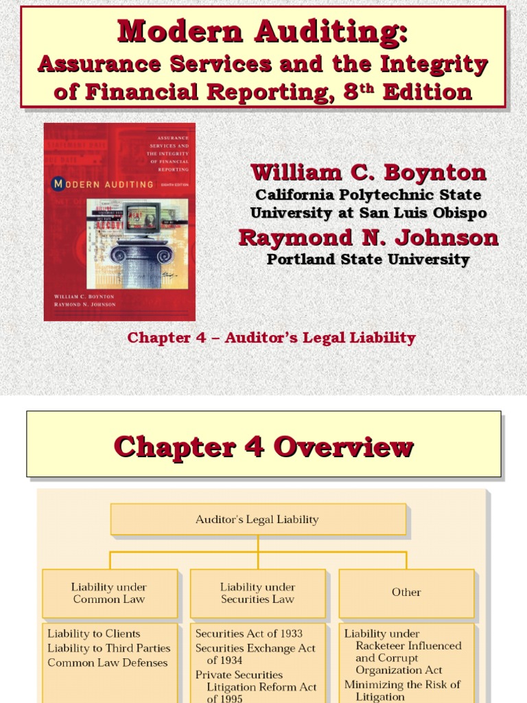Chapter 4 - Auditor's Legal Liability | PDF | Audit | Negligence