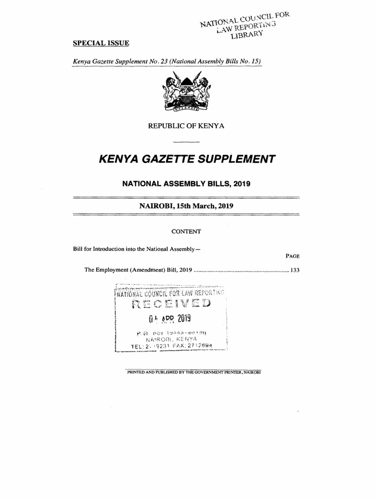 Adoption Leave Provisions in Kenya | PDF | Employment | Bill (Law)