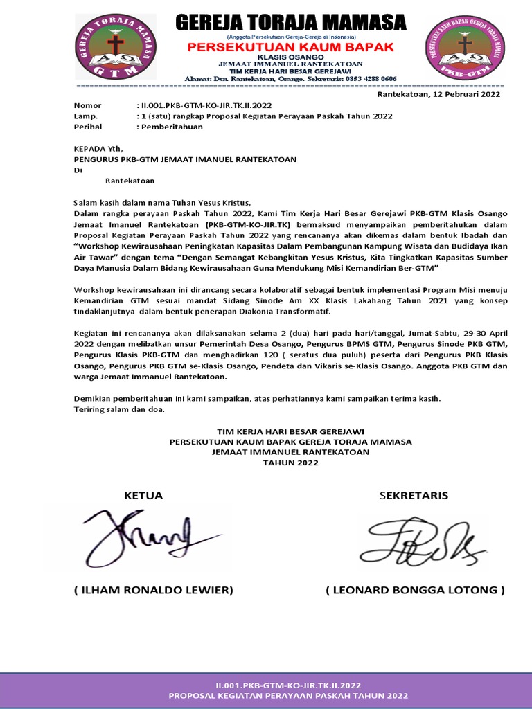 Contoh Proposal Kegiatan Paskah | PDF