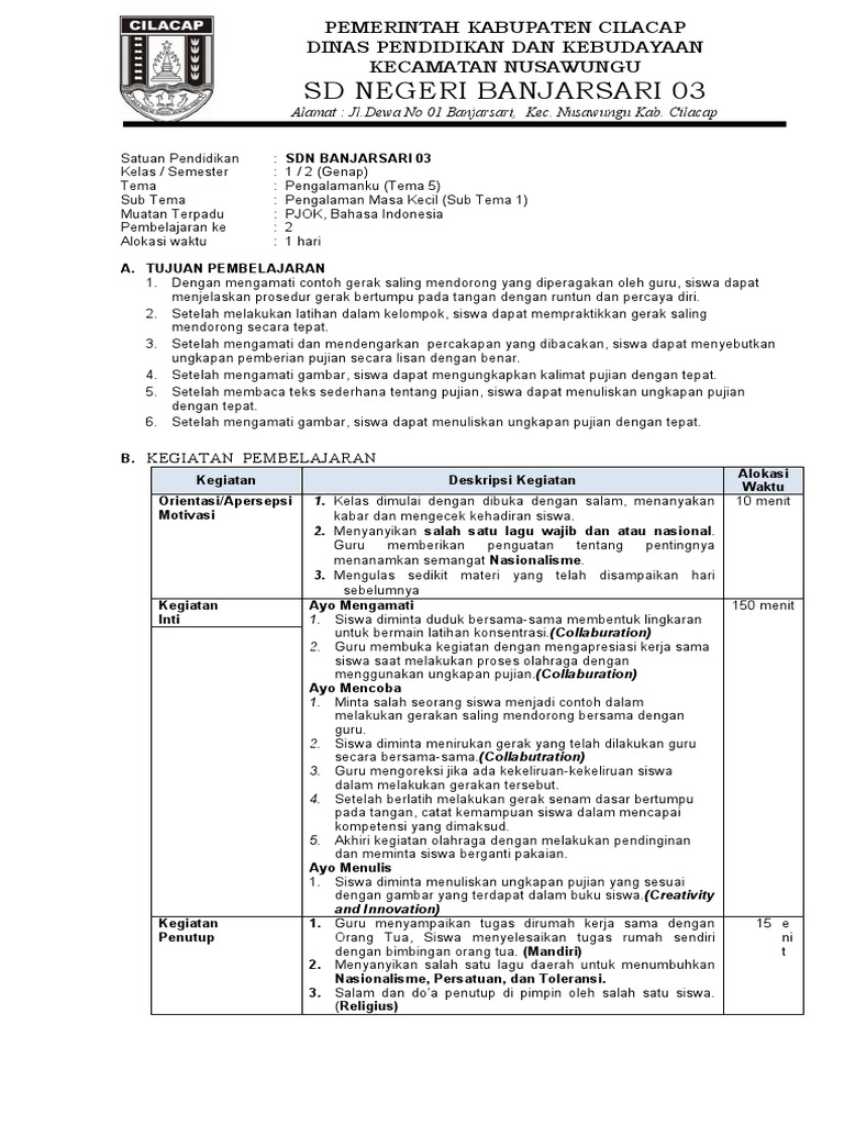 SD Negeri Banjarsari 03: Kegiatan Pembelajaran | PDF