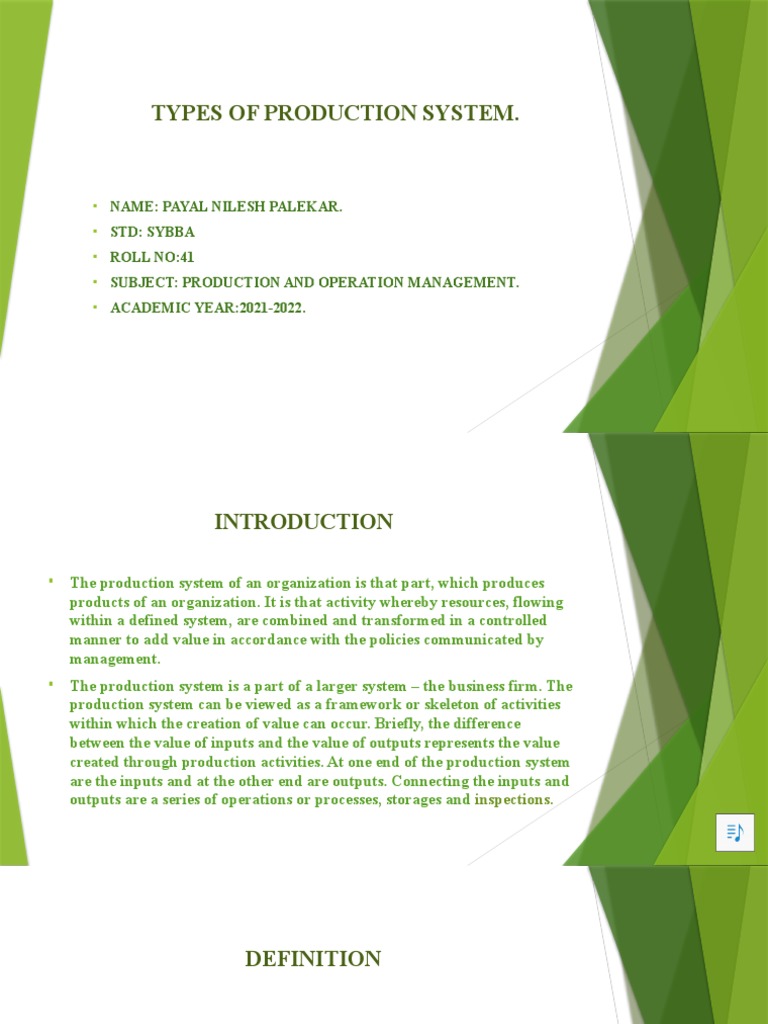 Types Of Production System PDF System Information