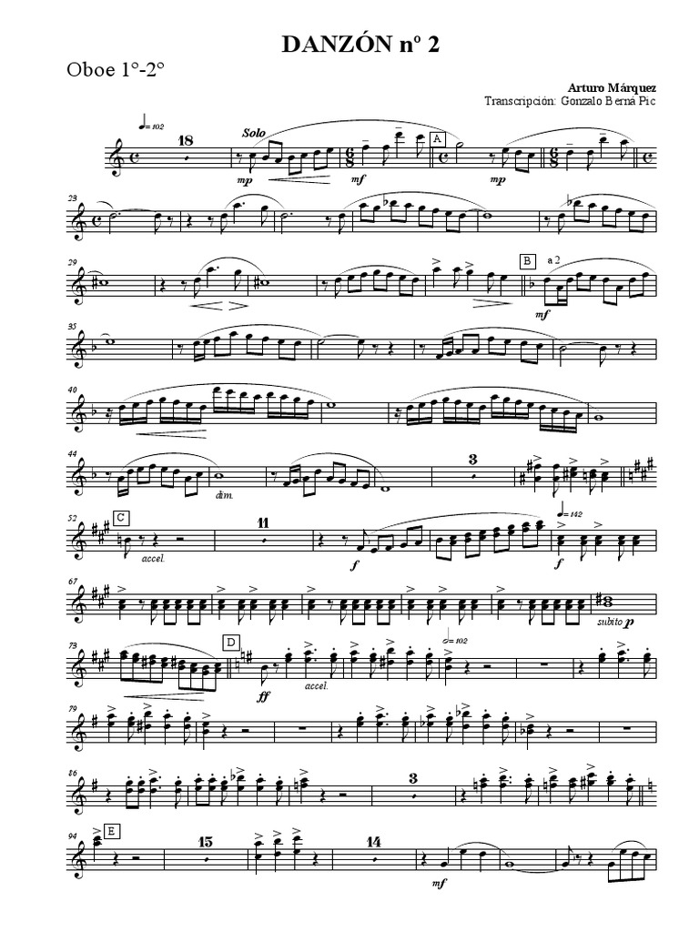 Danzón Nº 2 (Oboe) | PDF