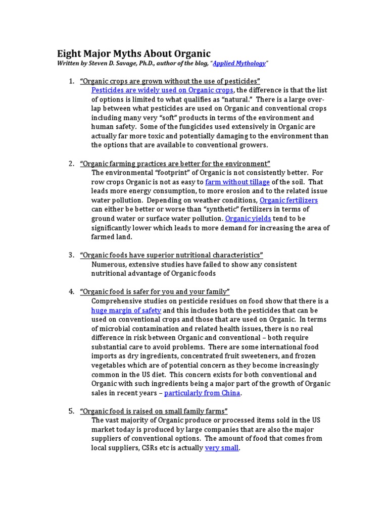 Eight Major Myths About Organic | PDF | Organic Farming | Organic Foods