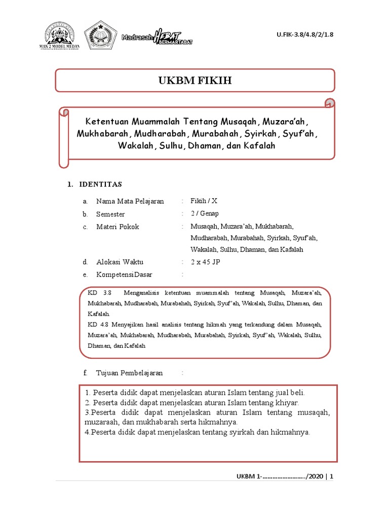 Ukbm 3 (Musaqah, Muzarah, Mukhabarah) | PDF