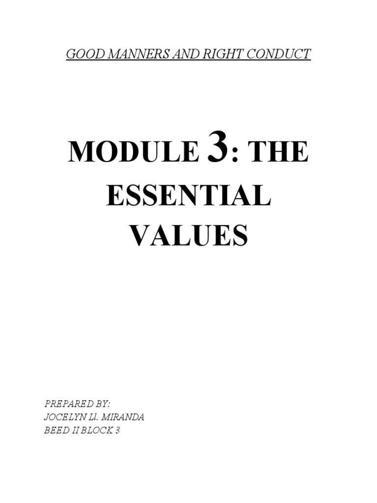 Module 3 (Essential Values) | PDF | Value (Ethics) | Behavior