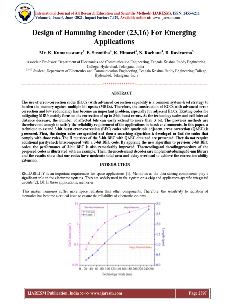 Design of Hamming Encoder (23,16) For Emerging Applications | PDF ...