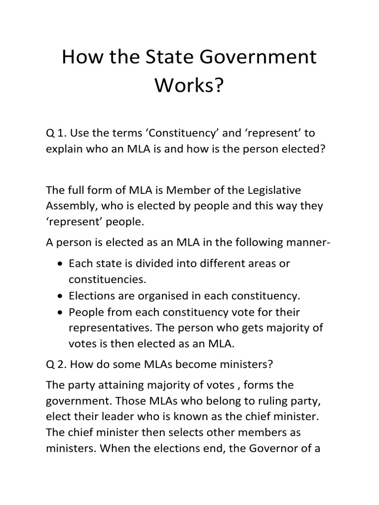 How The State Government Works? | PDF | Government