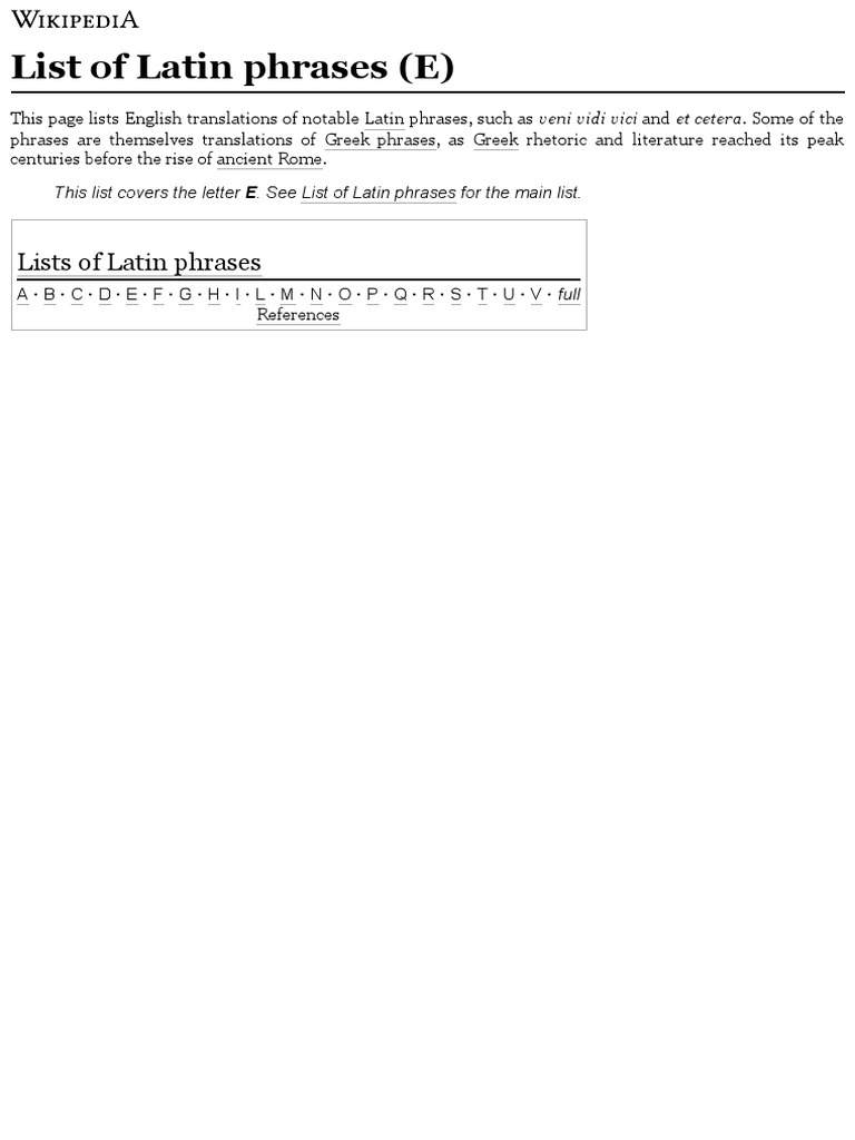List of Latin Phrases | PDF | Comma