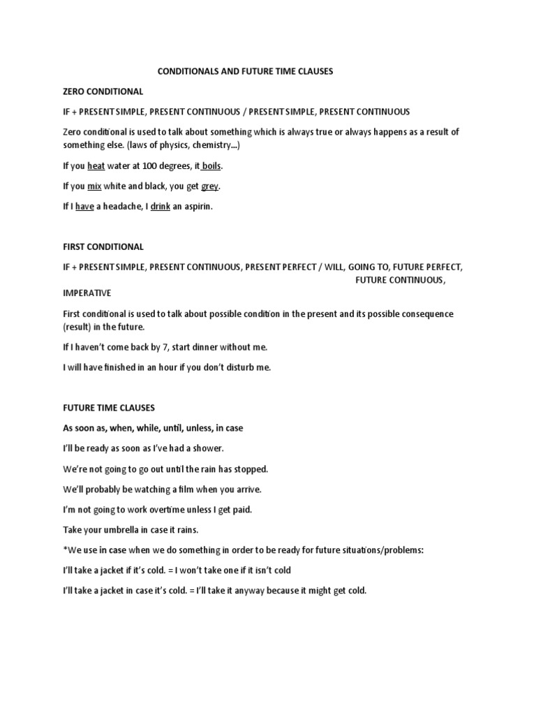 Conditionals and Future Time Clauses | PDF