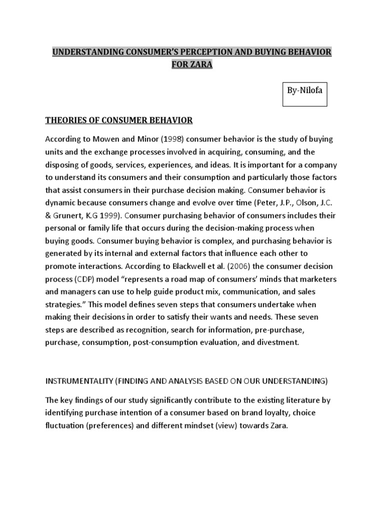 Zara Consumer Behavior Insights | PDF | Consumer Behaviour | Behavior