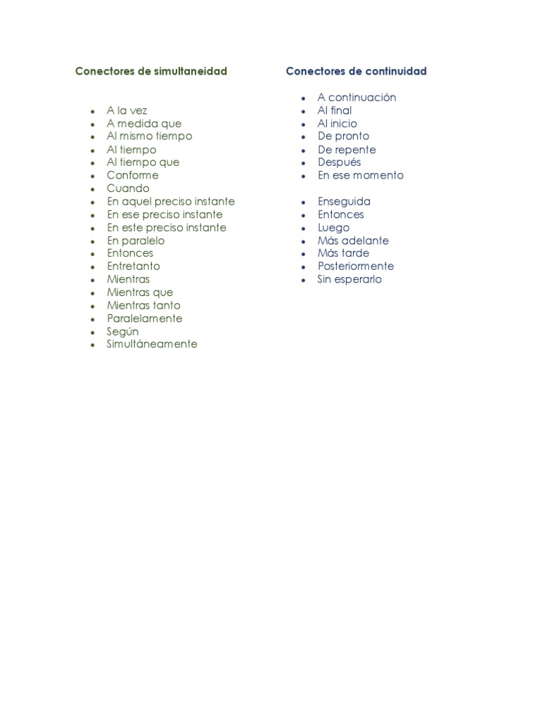 Conectores de Simultaneidad y Continuidad | PDF