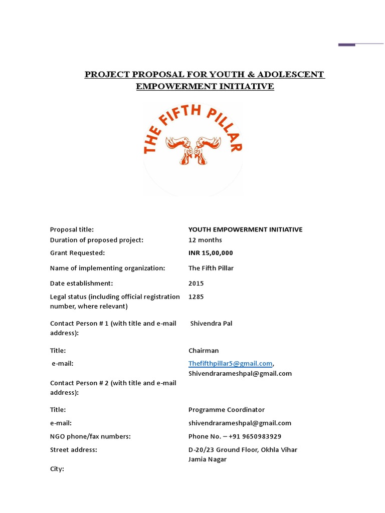 Project Proposal For Youth & Adolescent Empowerment Initiative | PDF ...