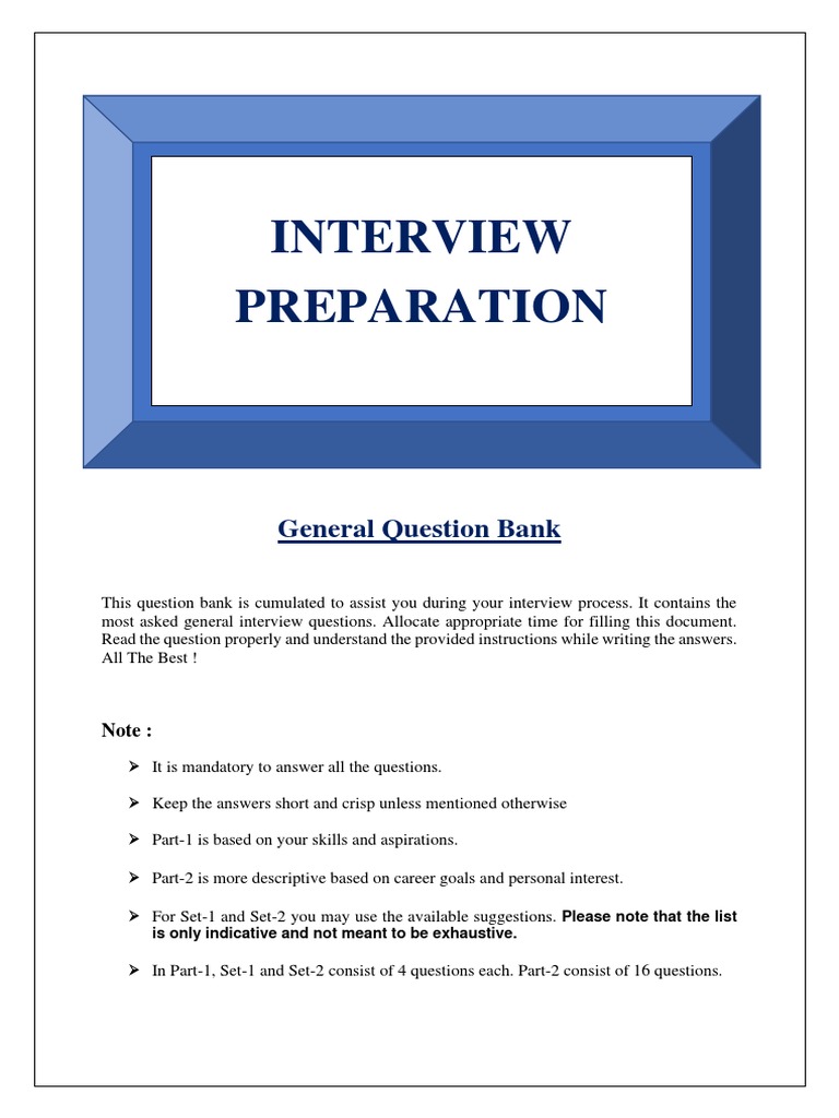 Interview Preparation: General Question Bank | PDF | Leadership | Skill