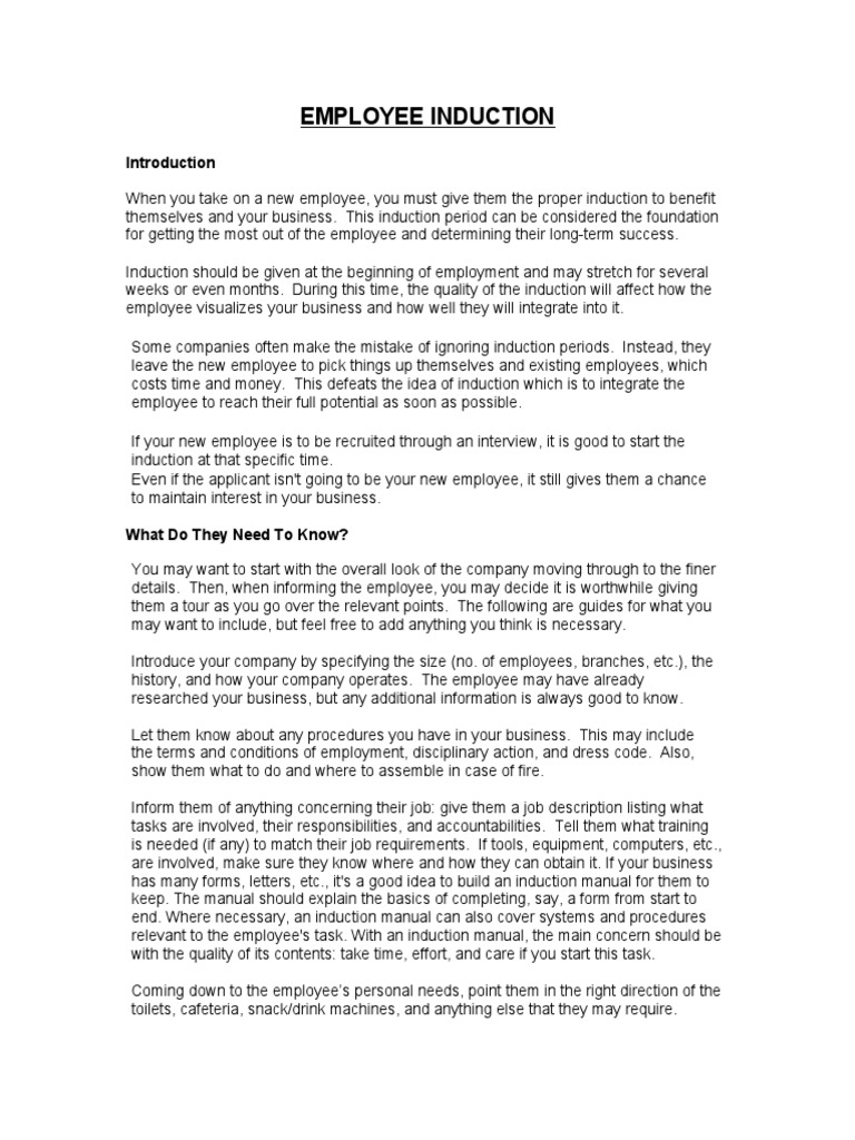 Employee Induction - Onboarding | PDF | Employment | Cognitive Science