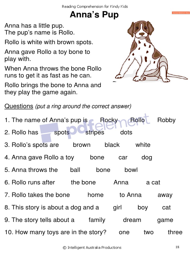 Reading Comprehension For Kindy Kids - Part19 | PDF