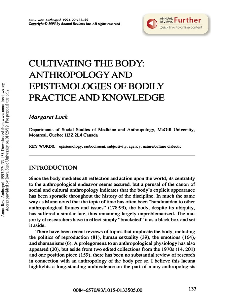 LOCK - 1993 - Cultivating The Body Epistemologies of Bodily Practice ...