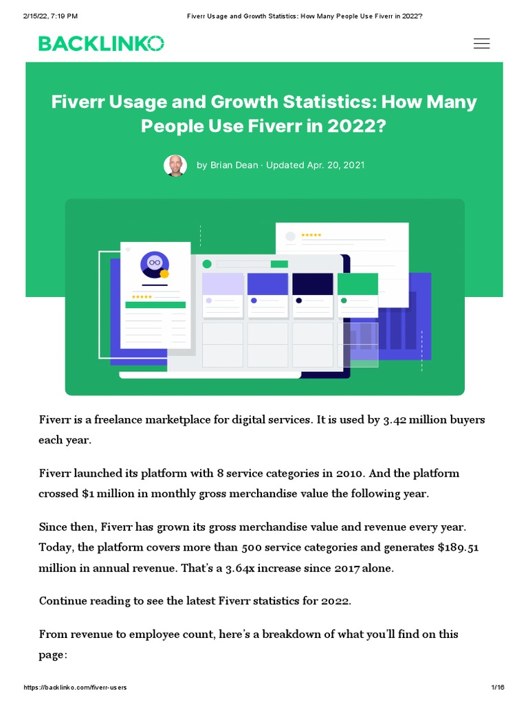 Fiverr Usage and Growth Statistics - How Many People Use Fiverr in 2022 ...