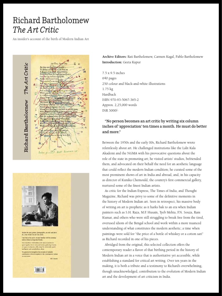 Richard Bartholomew The Art Critic | PDF | The Arts