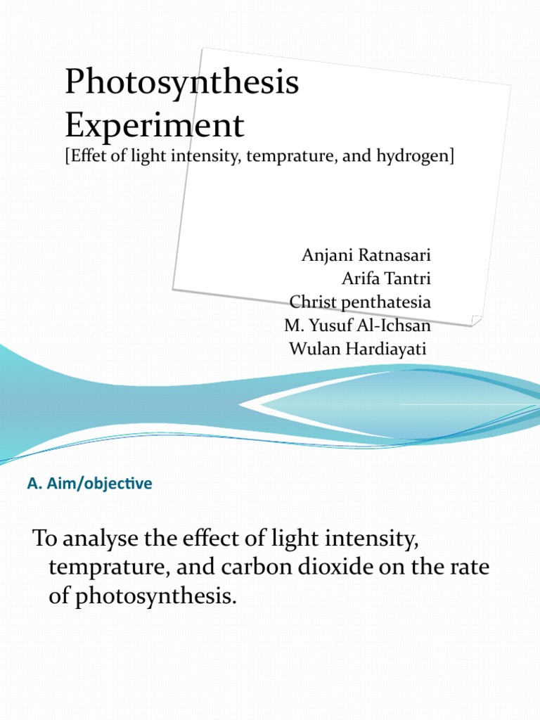 Photosynthesis Experiment: (Effet of Light Intensity, Temprature, and ...