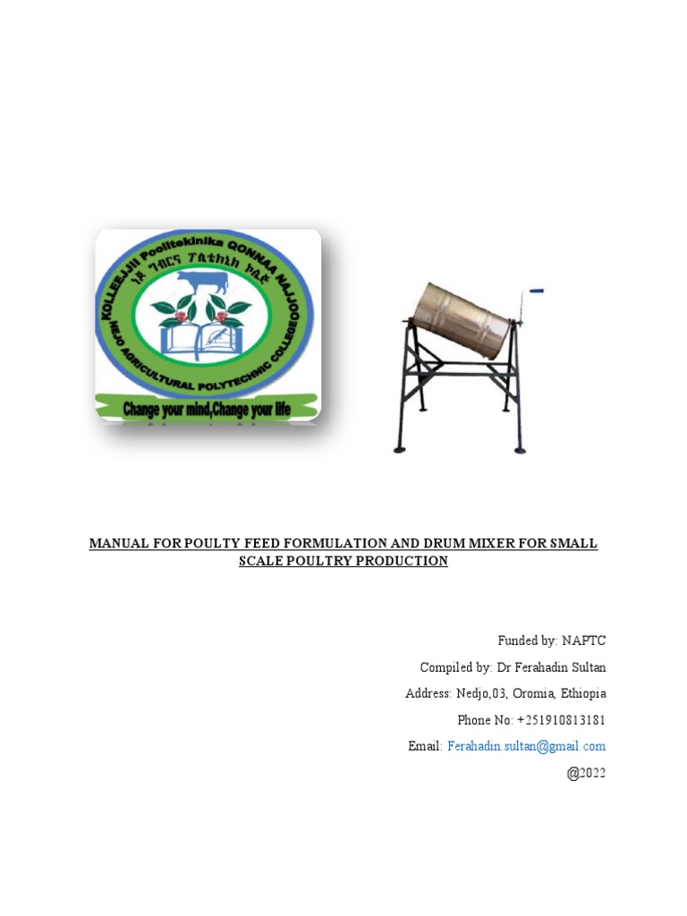 Manual For Poulty Feed Formulation and Drum Mixer For Small Scale ...