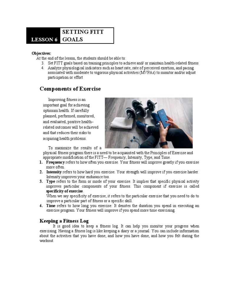 Setting Fitt Goals: Components of Exercise | Download Free PDF ...