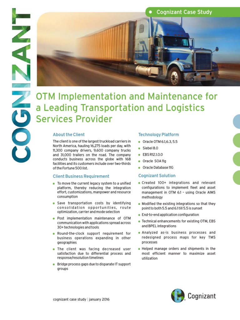 OTM Implementation and Maintenance For A Leading Transportation and ...