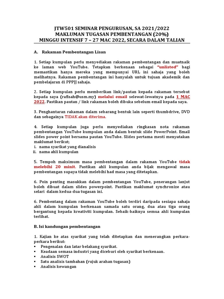 Arahan Pembentangan 2021 - 2022 | PDF