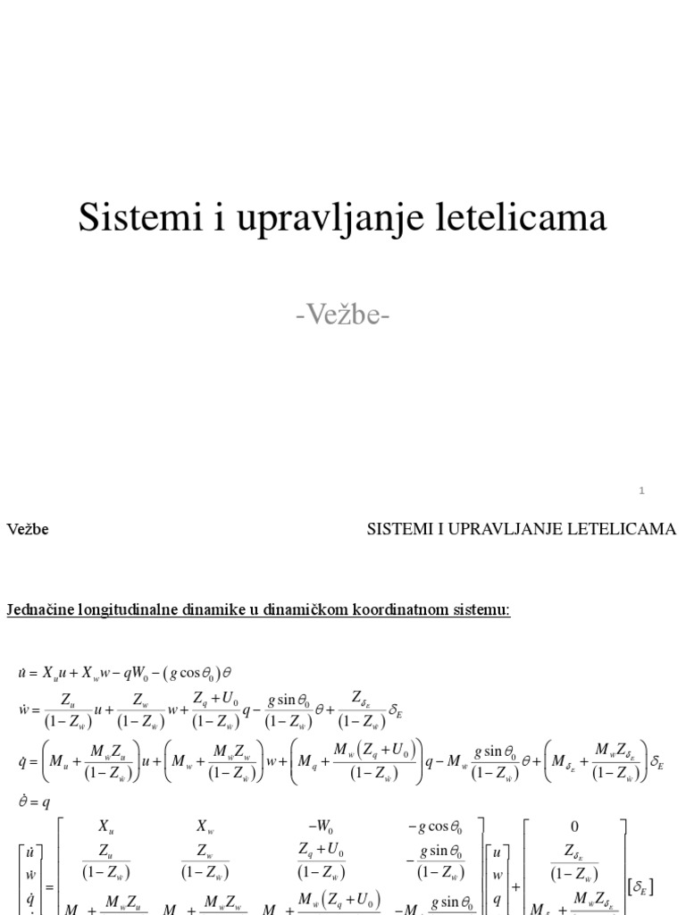 Sistemi I Upravljanje Letelicama - Vezbe1 | PDF
