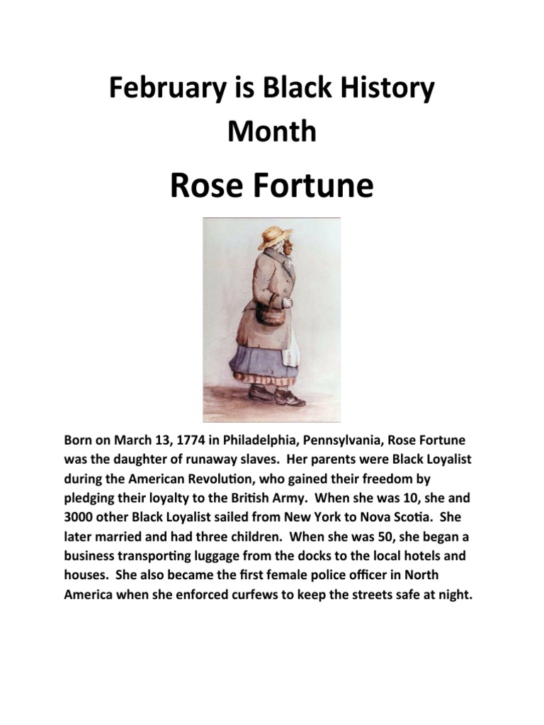 Black History Month - Rose Fortune | PDF