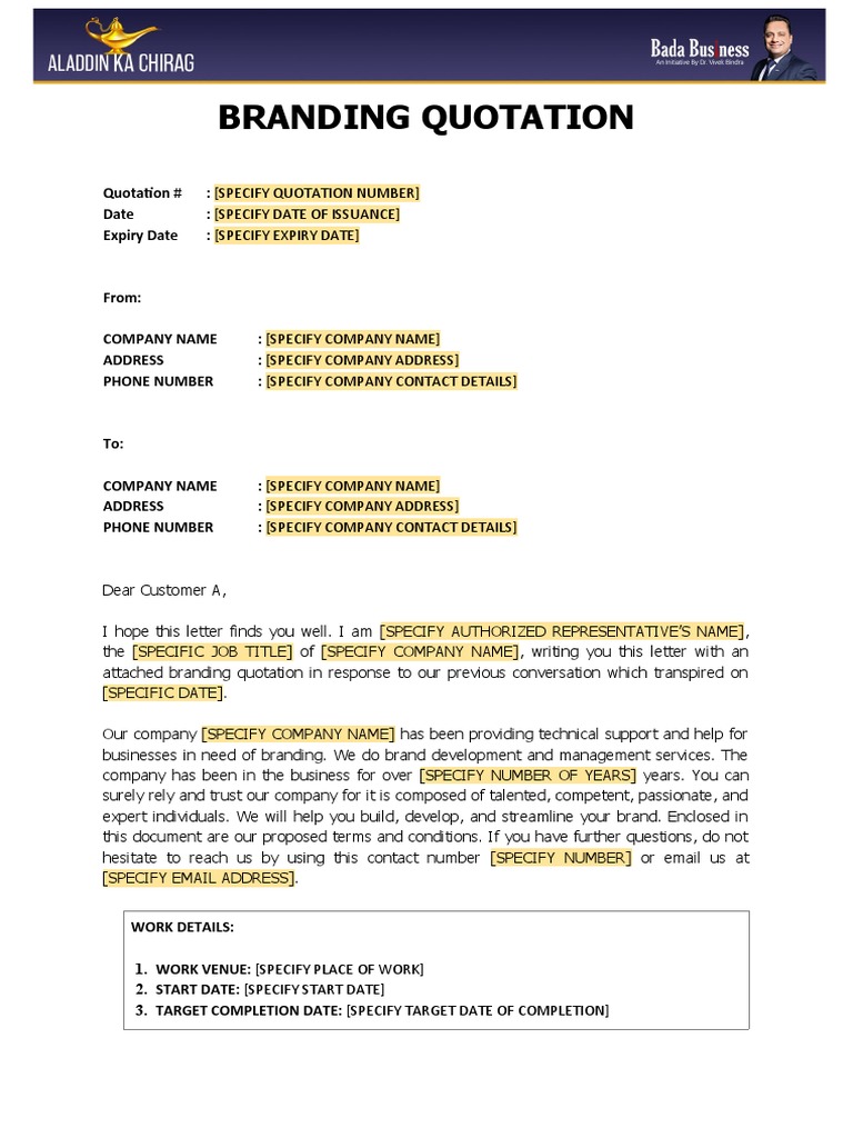 Branding Quotation | PDF | Business | Communication