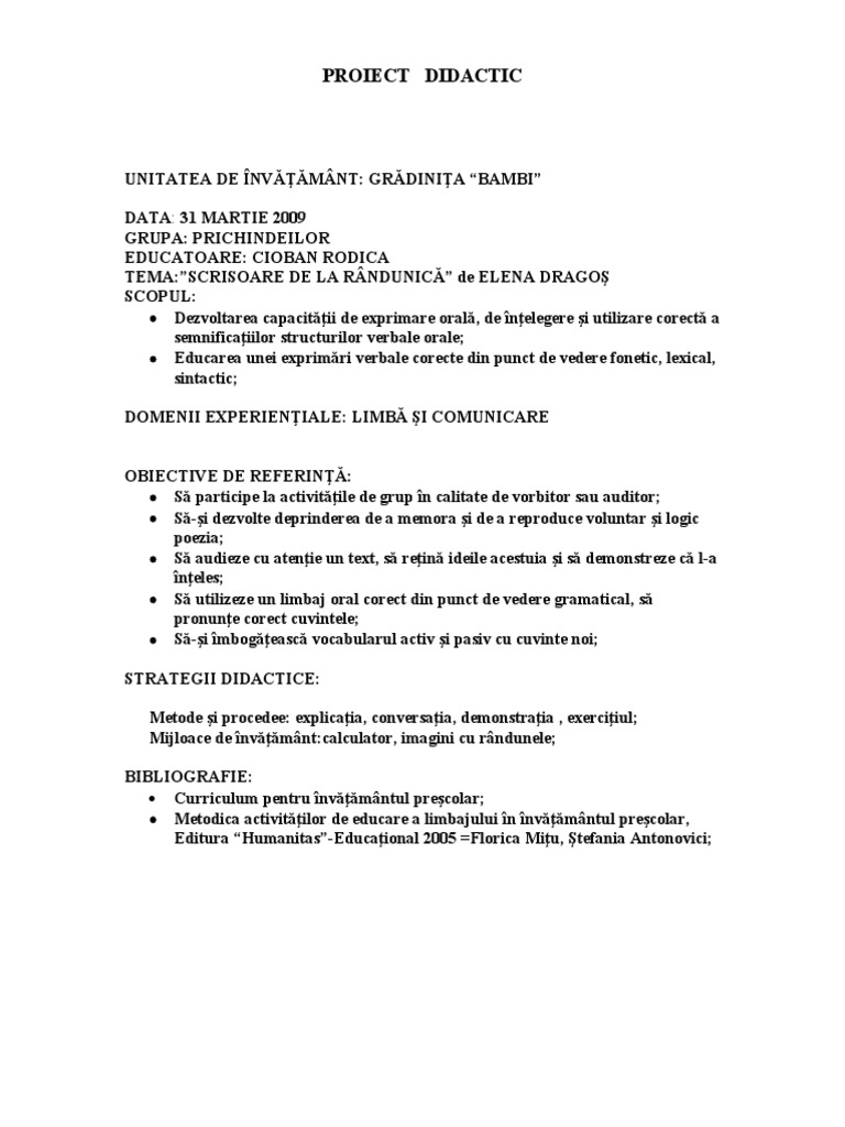 Proiectdeactivitatedidactic Memorizare | PDF