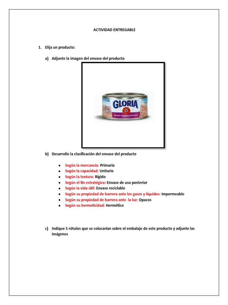 Clasificación de Envase Unitario | PDF