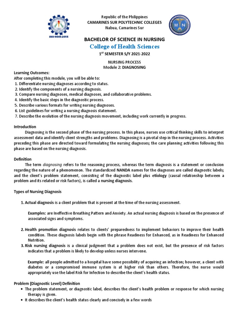 Module 2 Rle - Diagnosing | PDF | Medical Diagnosis | Nursing