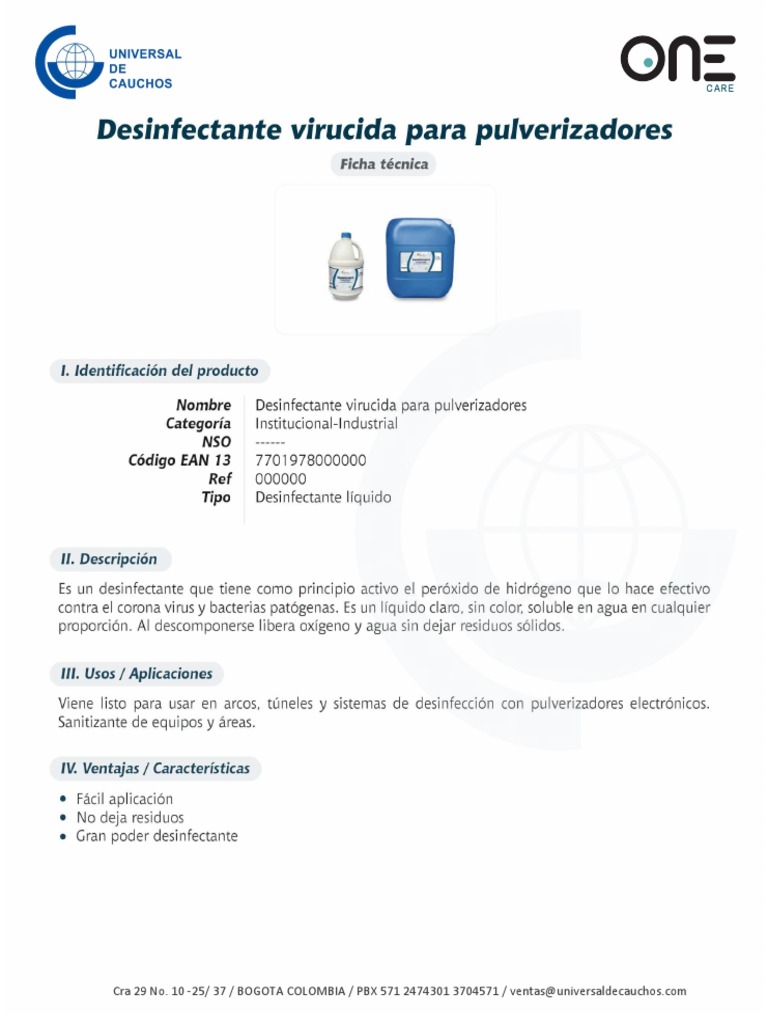 Ficha Tecnica Desinfectante Virucida - Compressed | PDF