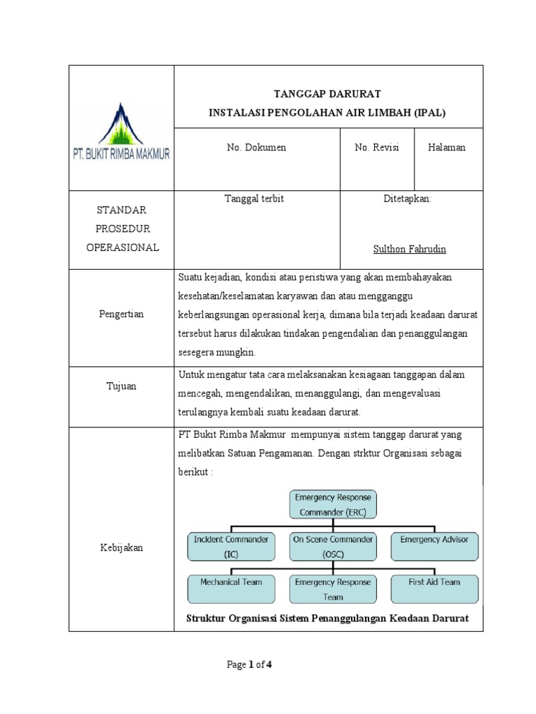 Lampiran 1. Sop-Tanggap-Darurat-Ipal | PDF