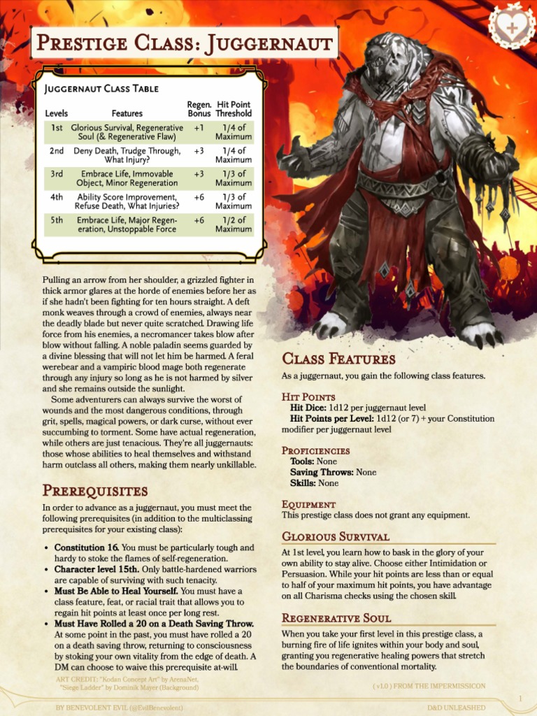 Juggernaut Class Features Overview | PDF | Regeneration (Biology) | Gaming