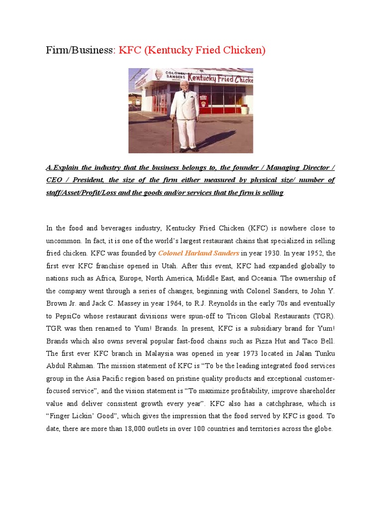 Firm/Business:: KFC (Kentucky Fried Chicken) | PDF | Demand ...