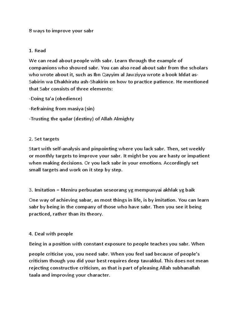 8 Ways To Improve Your Sabr | PDF | Semitic Words And Phrases ...