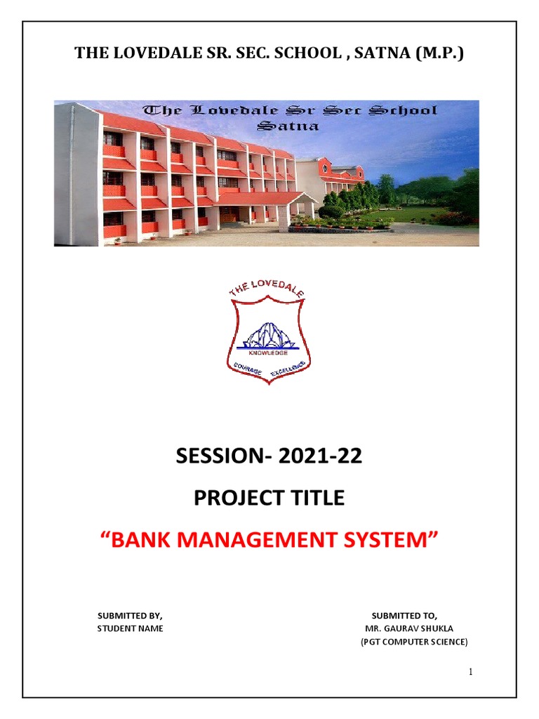 Bank Management System: A Project on Developing a Software for Managing ...