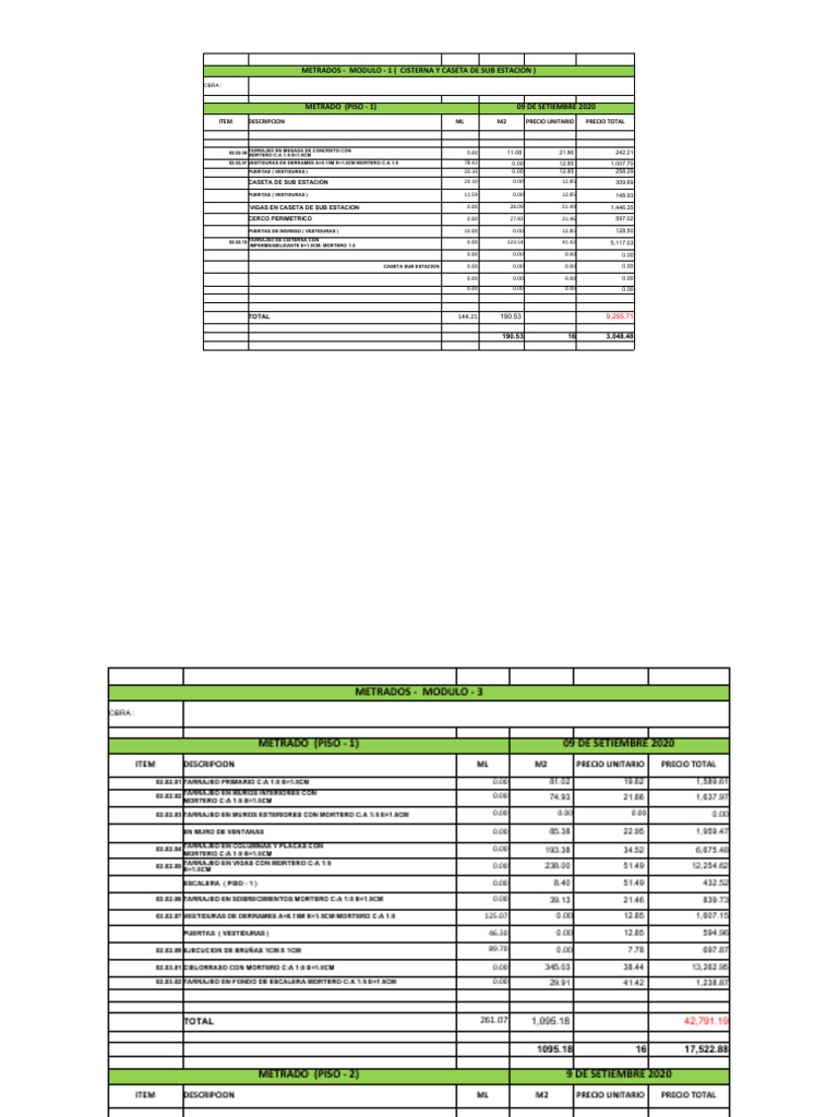 Metrado de Tarrajeo Por Mudulos | PDF Metrado de Tarrajeo Por Mudulos | PDF