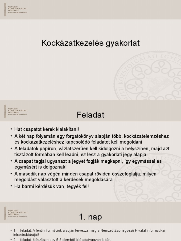 Kockázatkezelés Gyakorlat | PDF
