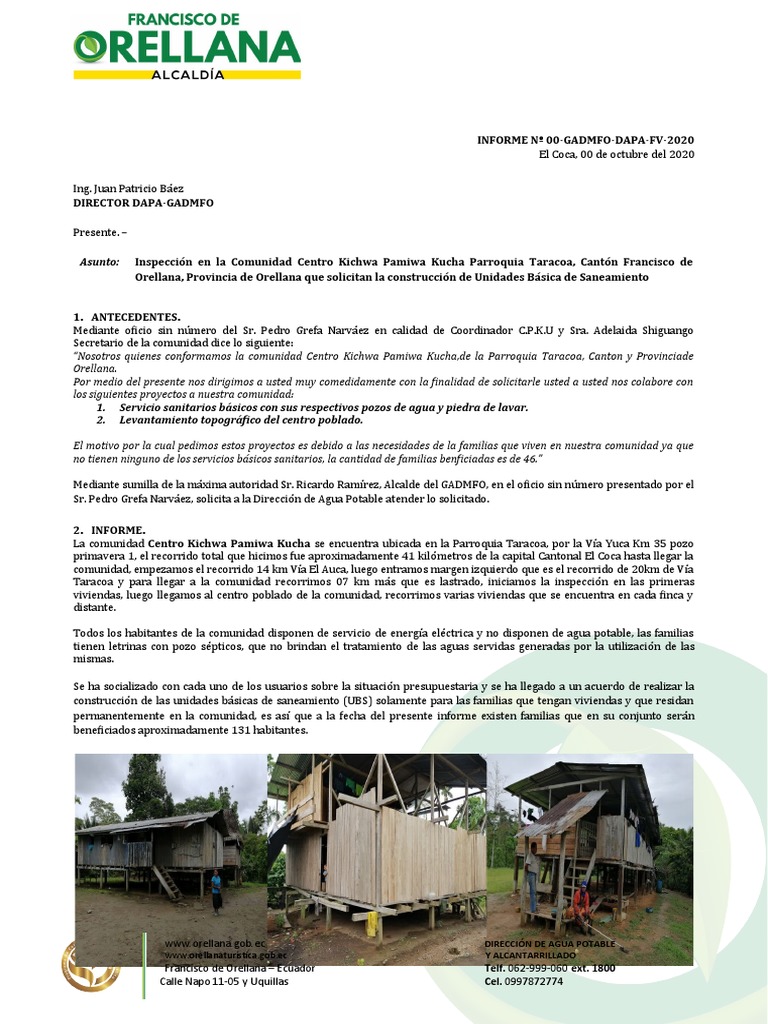 Inf Kichawa Pamiwa Kucha | PDF | Saneamiento | Agua y política