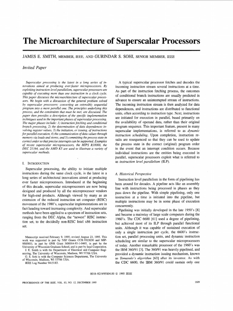 The Microarchitecture Of Superscalar Processors Paper Download Free Pdf Central Processing
