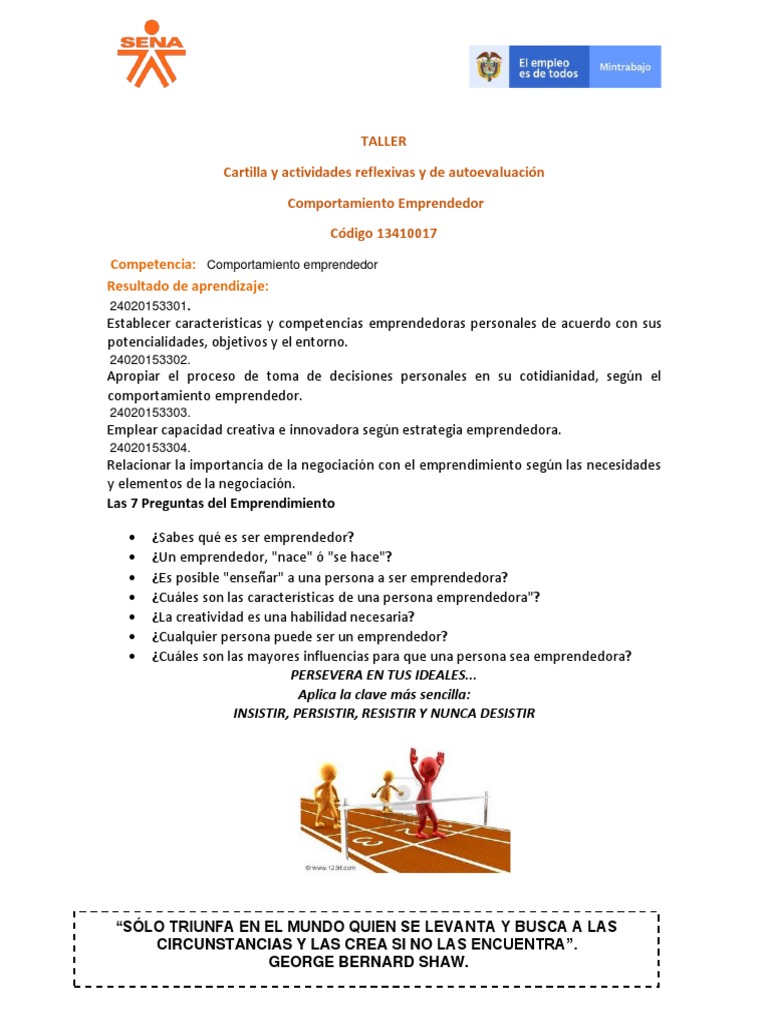 Cartilla Comportamiento Emprendedor | PDF | Iniciativa empresarial | Creatividad