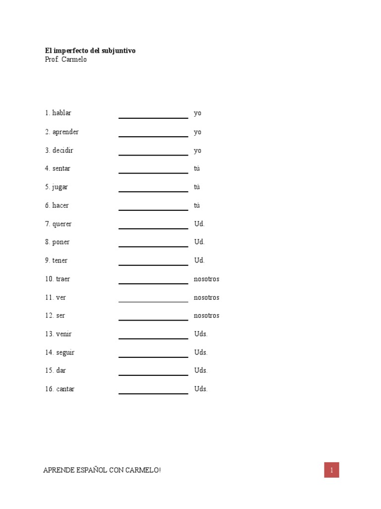 Imperfecto de Subj | PDF