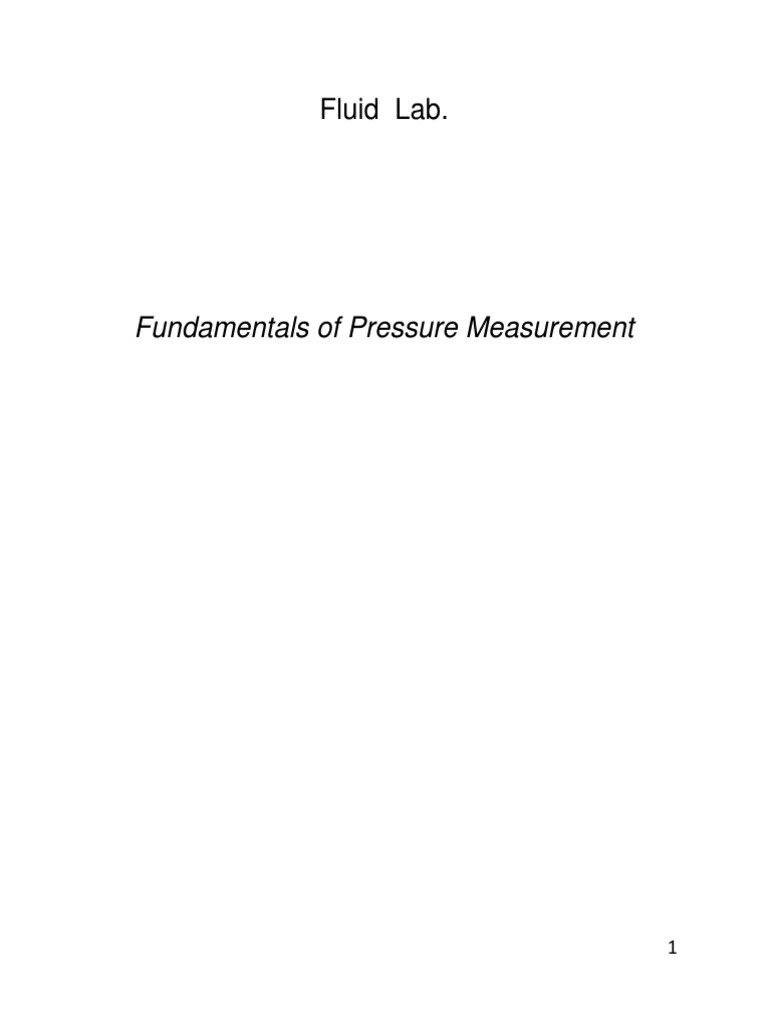Fundamentals of Pressure Measurement: Fluid Lab | PDF | Pressure ...