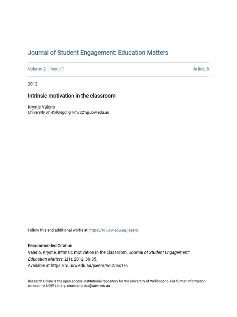 Enhancing Intrinsic Motivation in Classrooms | PDF | Teachers | Motivation